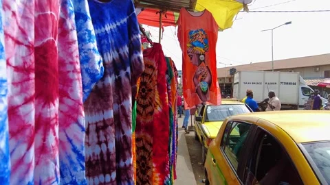 African tye-dye clothing and designs on ... | Stock Video | Pond5