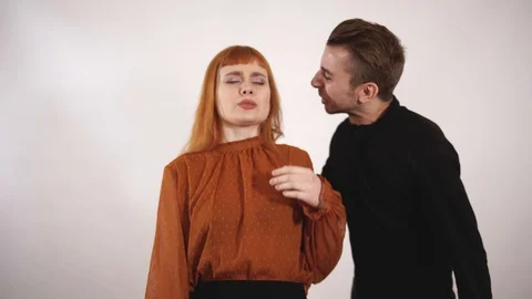 Aggressive man grabbed womans hair, pull... | Stock Video | Pond5