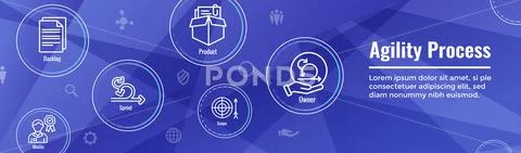 Agile Scrum Process, development icon set web header banner ...