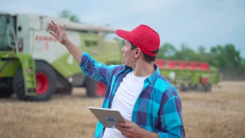 Agriculture concept. Farmer with tablet ... | Stock Video | Pond5