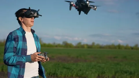agriculture. man farmer a aerial pilot d... | Stock Video | Pond5