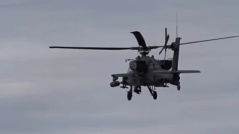 AH-64 Apache firing weapons | Stock Video | Pond5