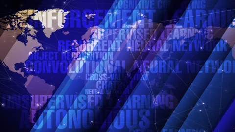 Ai and world map exploring impact of mac... | Stock Video | Pond5