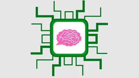 AI brain chip in a cartoon animation. Di... | Stock Video | Pond5