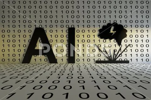 AI concept text sunlight 3D illustration ~ Clip Art #159400859