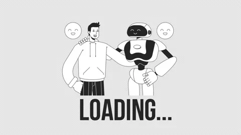 AI human collab bw loader animation | Stock Video | Pond5