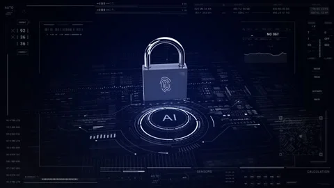 AI Lock 3D .Fingerprint scanner circuit.... | Stock Video | Pond5