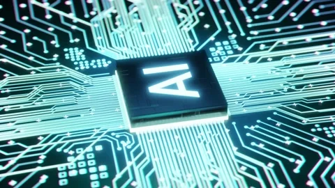 AI microprocessor on motherboard compute... | Stock Video | Pond5