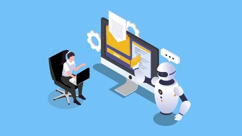 AI Robot Assisting with Email Communicat... | Stock Video | Pond5