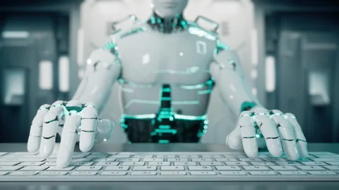 AI Robot Typing On A Keyboard With Hands... | Stock Video | Pond5