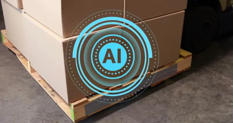 AI symbol and circular graphic over stac... | Stock Video | Pond5