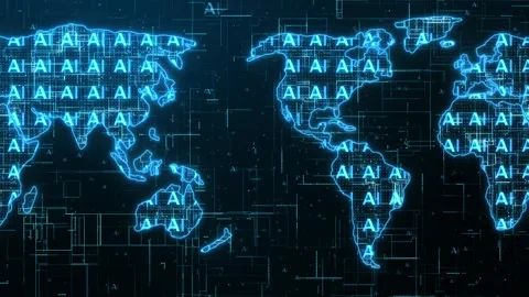 AI technology earth map animated backgro... | Stock Video | Pond5