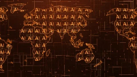 AI technology earth map animated backgro... | Stock Video | Pond5