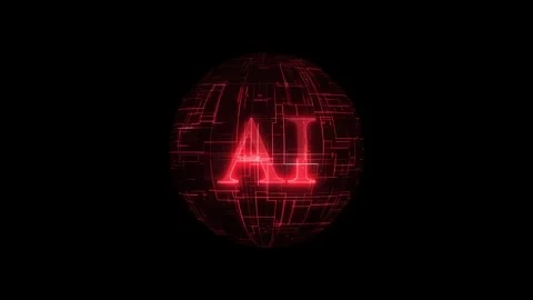 AI technology orb rotated animation red ... | Stock Video | Pond5