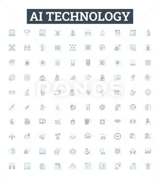 AI technology vector line icons set. AI, Technology, Artificial ...