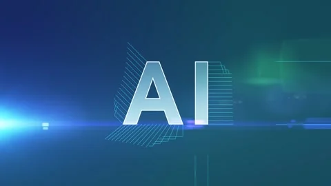 AI title on digital dark blue background | Stock Video | Pond5