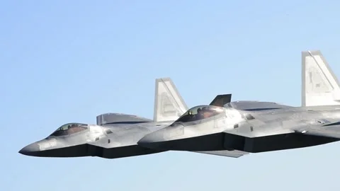 Air to air view of two U.S. F-22 Raptor ... | Stock Video | Pond5