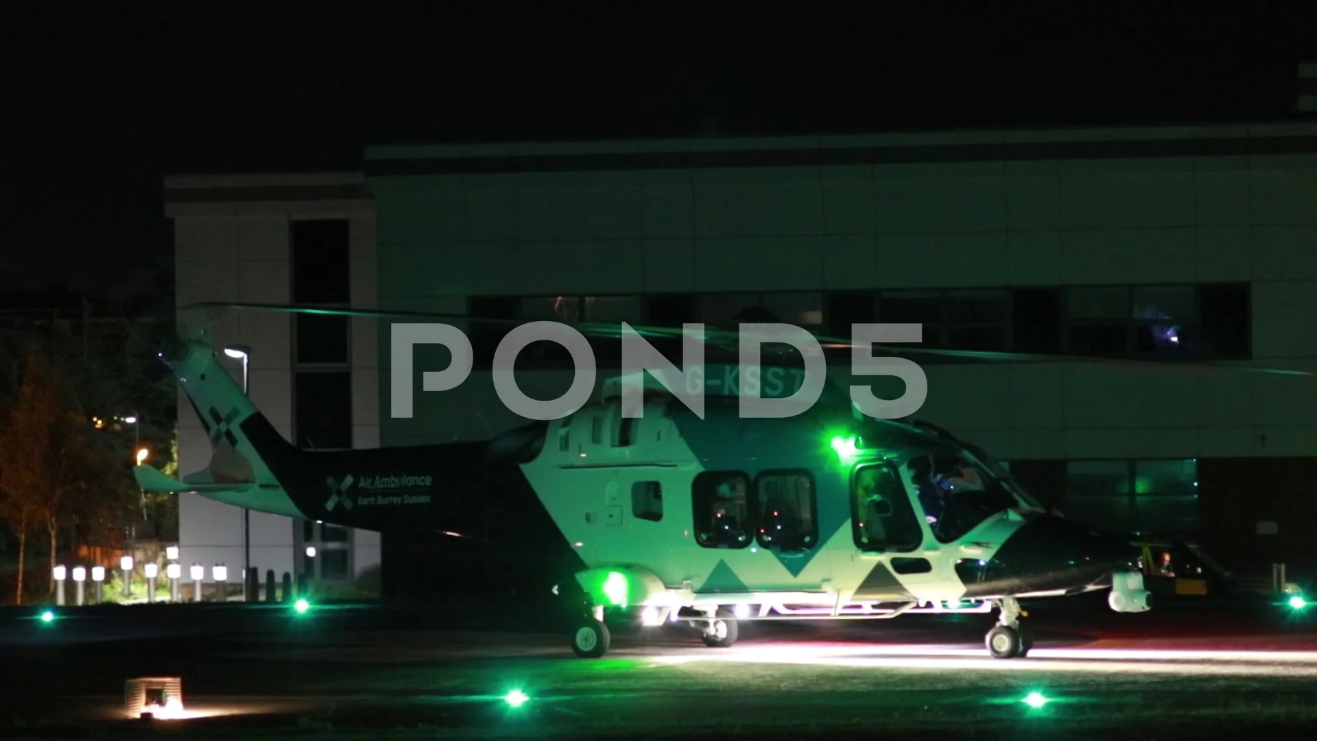 Ambulance Helicopter At Night