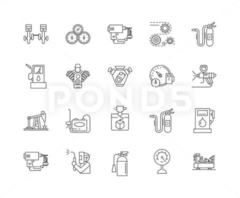Air and gas compressors line icons, signs, vector set, outline ...