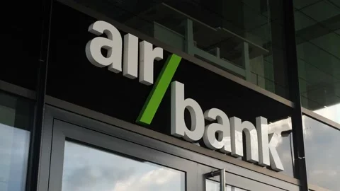 Air bank logo above entrance to the offi... | Stock Video | Pond5