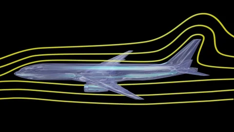 Air flow around airplane body. Profile s... | Stock Video | Pond5