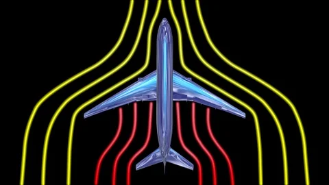 Air flow around airplane body. Top view.... | Stock Video | Pond5