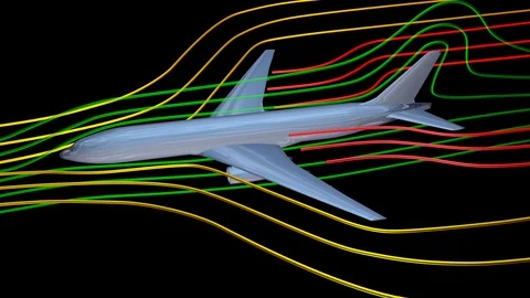 Air flow around airplane body. 3d animat... | Stock Video | Pond5