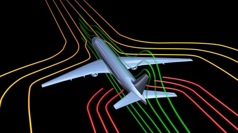 Air flow around airplane body. Rotating ... | Stock Video | Pond5