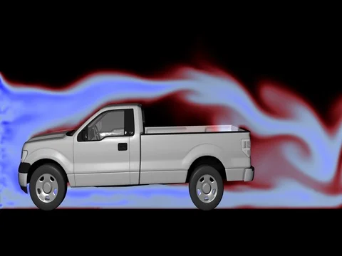Air flow around pickup truck in wind tun... | Stock Video | Pond5