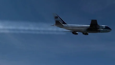 Air Force 1 with contrails | Stock Video | Pond5