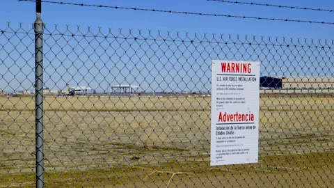 AIR FORCE BASE WARNING SIGN. 4K, LOCK O... | Stock Video | Pond5