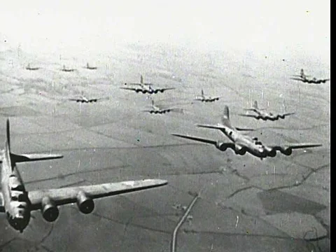 Air Force bombers fly in formation over ... | Stock Video | Pond5