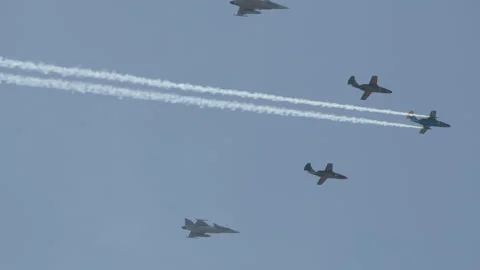 Air force flight show at National Day ce... | Stock Video | Pond5