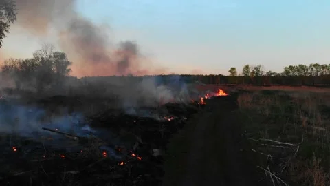 Air pollution caused by fire on dump sit... | Stock Video | Pond5