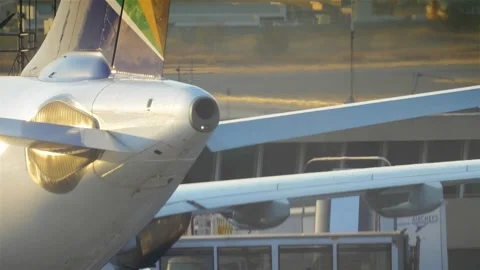 Air pollution from jet engine on Airport | Stock Video | Pond5