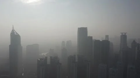Air pollution with office and apartment ... | Stock Video | Pond5