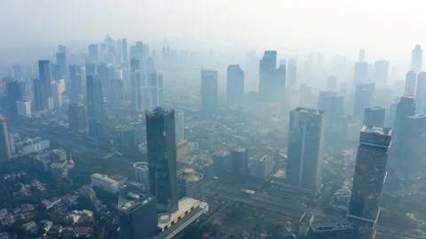 Air pollution smog and office buildings | Stock Video | Pond5