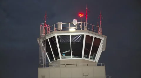 Air Traffic Control Tower Light Rotating... | Stock Video | Pond5