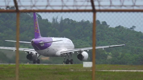 Airbus A320 Thai take off, rear view | Stock Video | Pond5