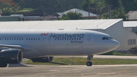 Airbus A330 Nordwind, side view | Stock Video | Pond5