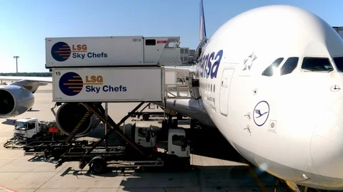 Airbus A380 Aircraft loading | Stock Video | Pond5