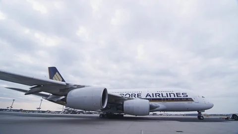 Airbus A380 Aircraft ready for takeoff -... | Stock Video | Pond5