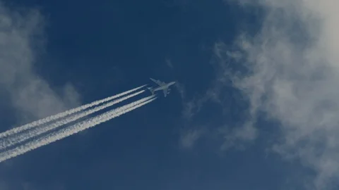 Airbus A380 airliner flying at high alti... | Stock Video | Pond5