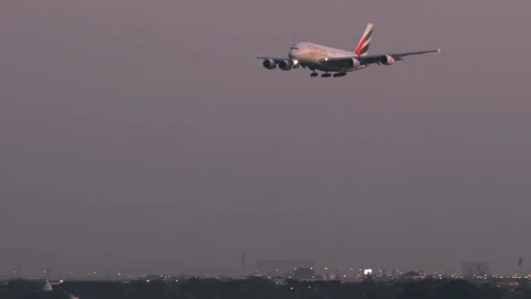 Airbus A380 Emirates landing | Stock Video | Pond5