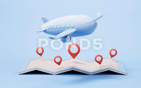 Aircraft and map navigating, 3d rendering.: Graphic #241000089