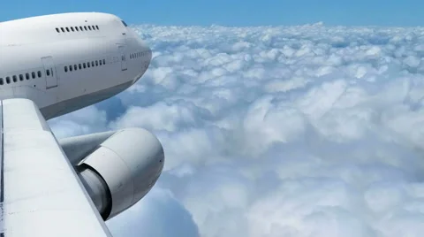Aircraft Boeing 747 flying over the clou... | Stock Video | Pond5