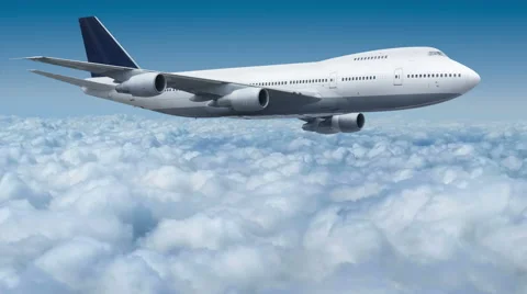 Aircraft Boeing 747 flying over the clou... | Stock Video | Pond5