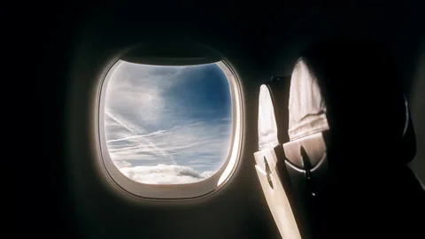 Aircraft Cabin Window Clouds View Sunny ... | Stock Video | Pond5