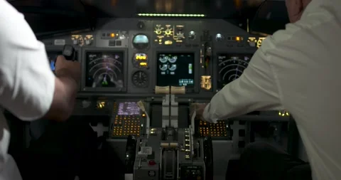 Aircraft cockpit pilots flying 4K | Stock Video | Pond5