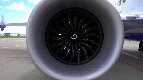 Aircraft Engine, Closeup Turbine Fans . ... | Stock Video | Pond5